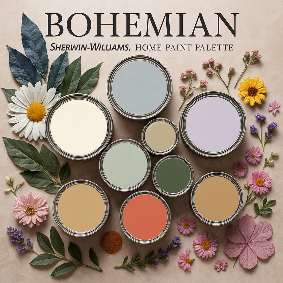 Sherwin Williams Bohemian Color Palette | Whole House Paint Scheme ...
