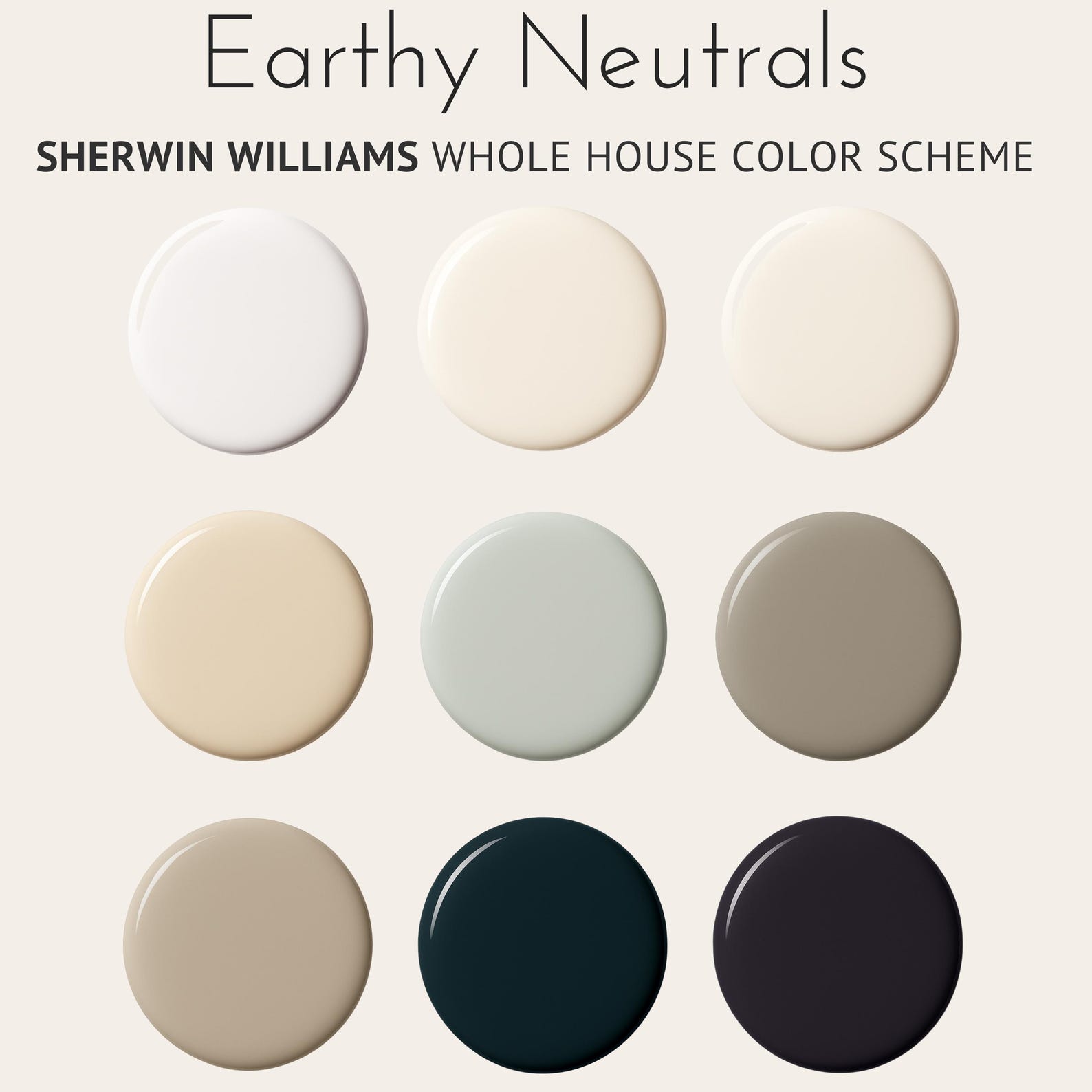 Earthy Neutrals Whole House Color Palette | Sherwin Williams (digital ...