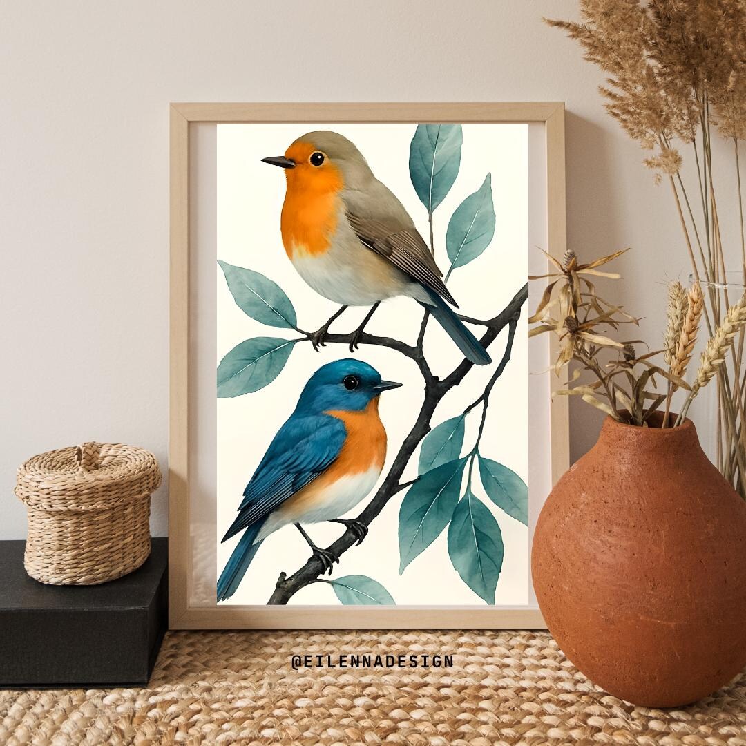 Botanical Bird Painting | Vintage Art Print | Bird Print | Floral Print ...