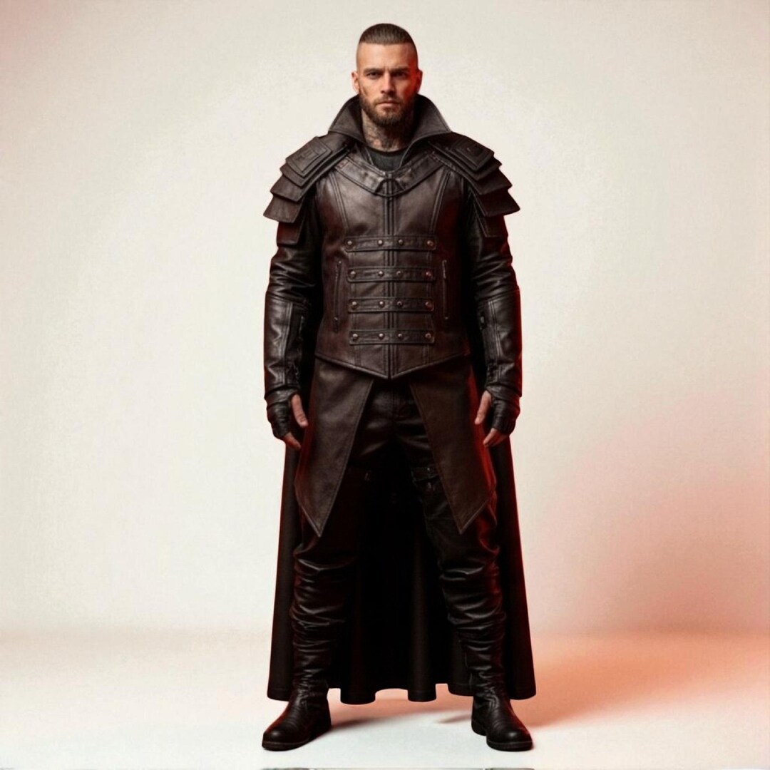 Dark Fantasy Leather Cloak & Armor – Gothic Pants Cosplay Outfit ...