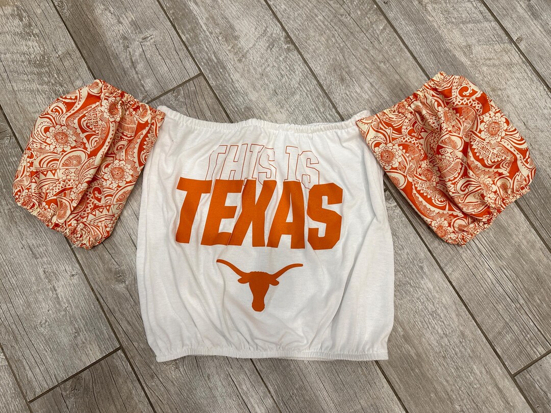 Texas Longhorns UT Puffy Balloon Sleeve Upcycled Gameday Tube Top Shirt ...