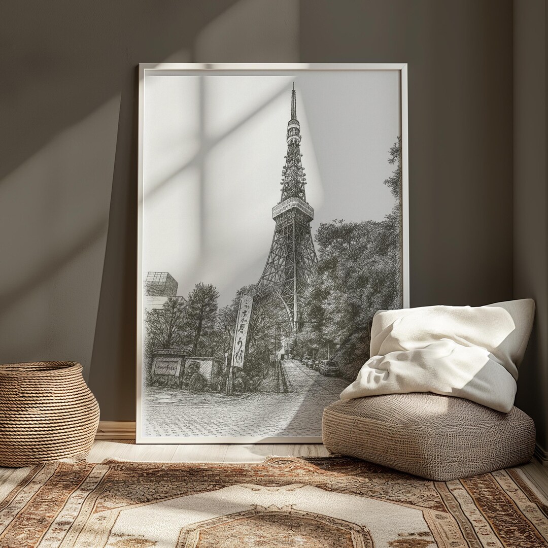 Japan Tokyo Tower Pen Sketch Print - Etsy
