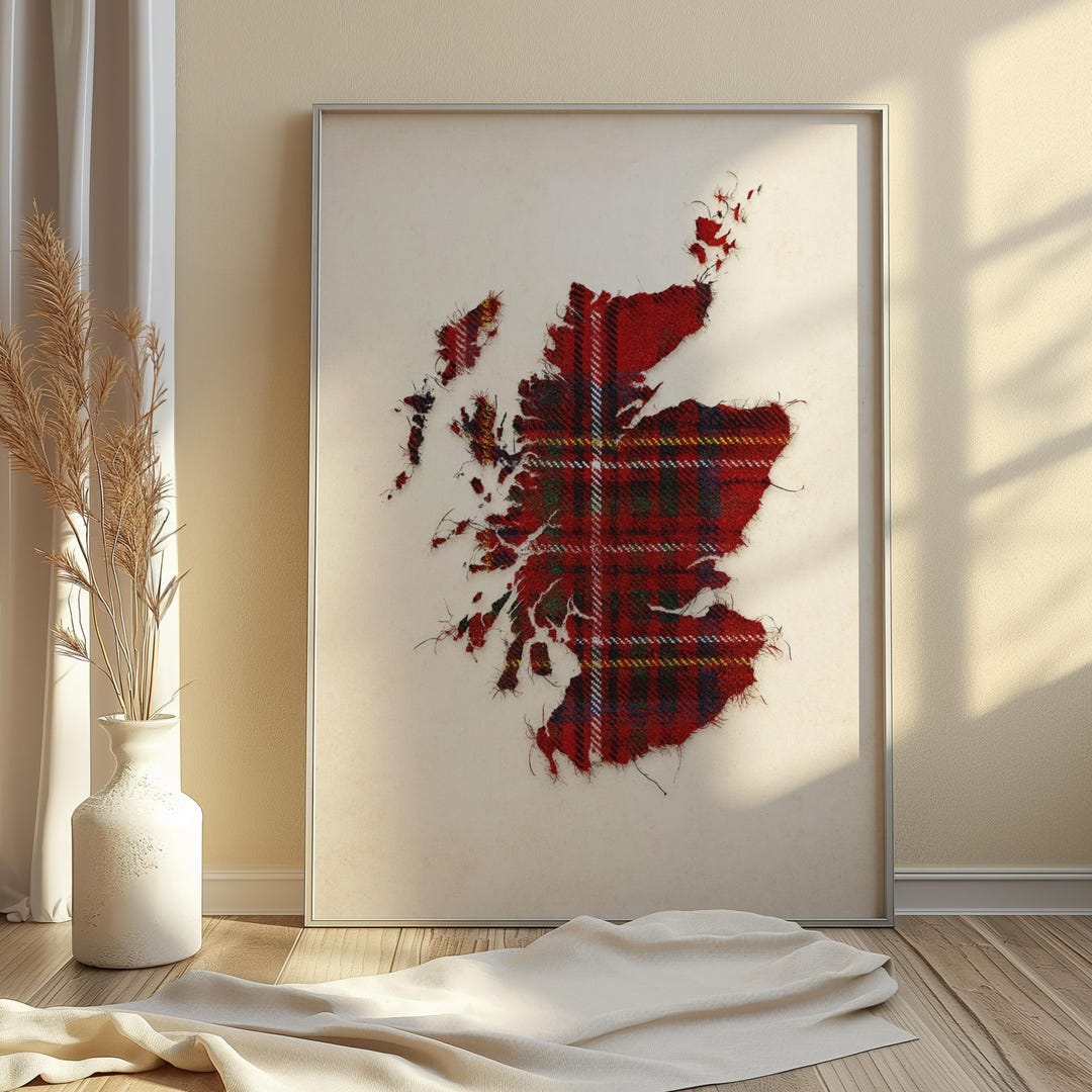 Scotland Map Royal Stewart Tartan Print Wall Art - Etsy