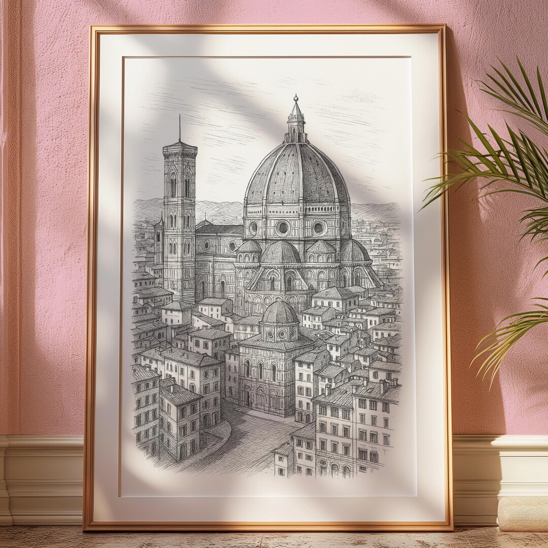 Florence Cathedral Pen Sketch Print | Duomo Wall Art | Italian ...