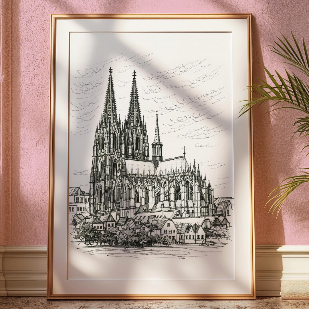 Cologne Cathedral Pen Sketch Print | Kölner Dom Wall Art, Gothic ...