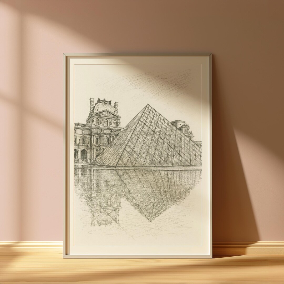 Paris Louvre Pyramid Pen Sketch Print Wall Art - Etsy