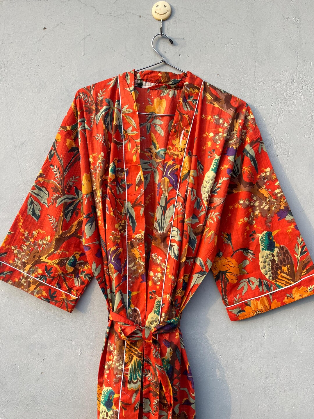 Floral Cotton Kimono Robe: Indian Print Loungewear - Etsy