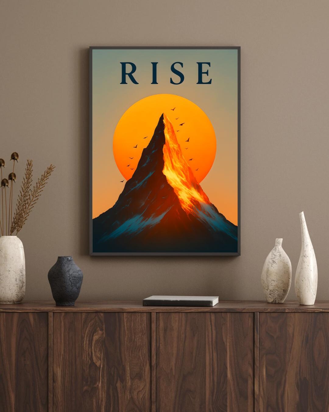 RISE Motivational Poster - Inspirational Mountain Wall Art, Sunrise ...