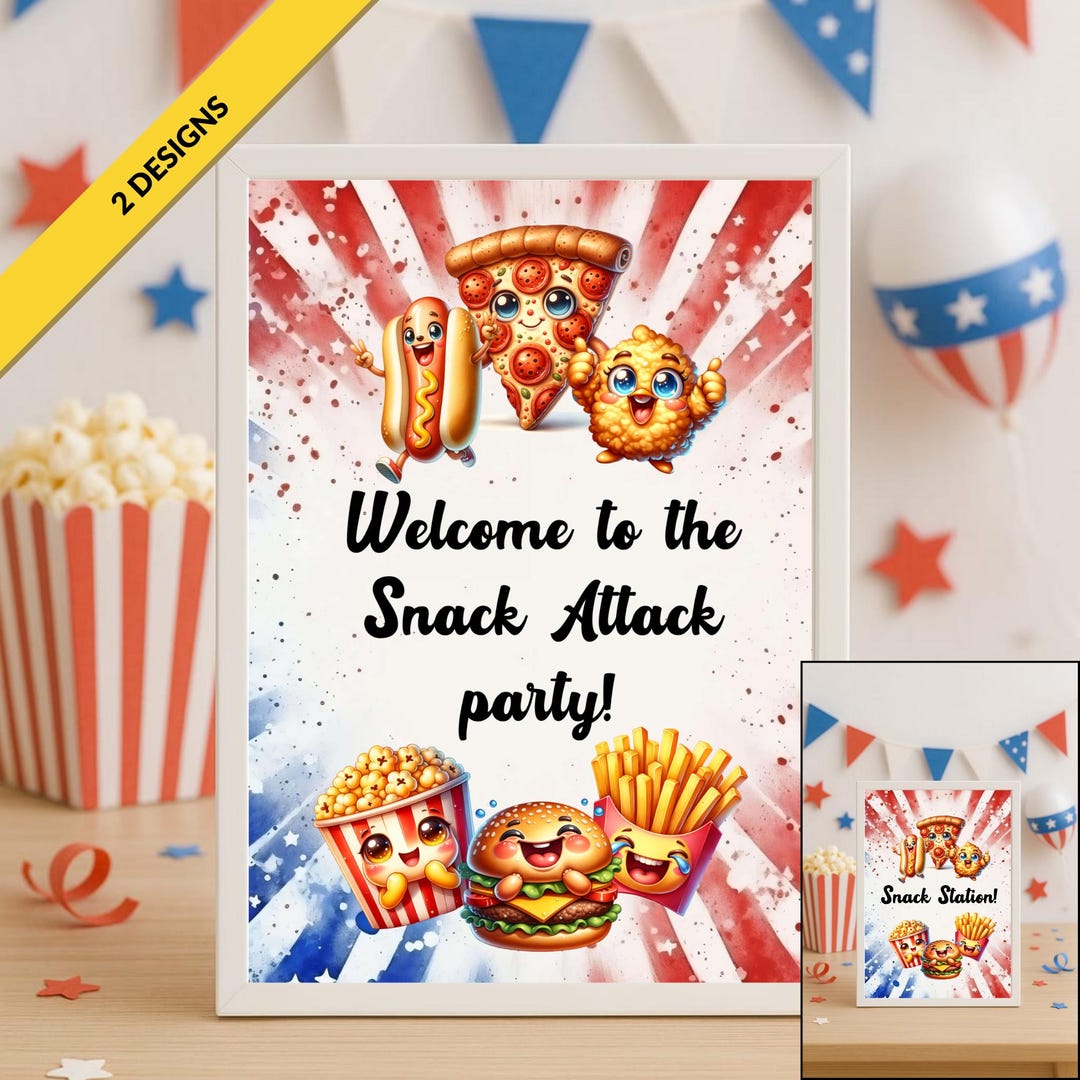 Snack Attack Posters Printable | Snack Table Sign & Welcome Sign | A4 ...