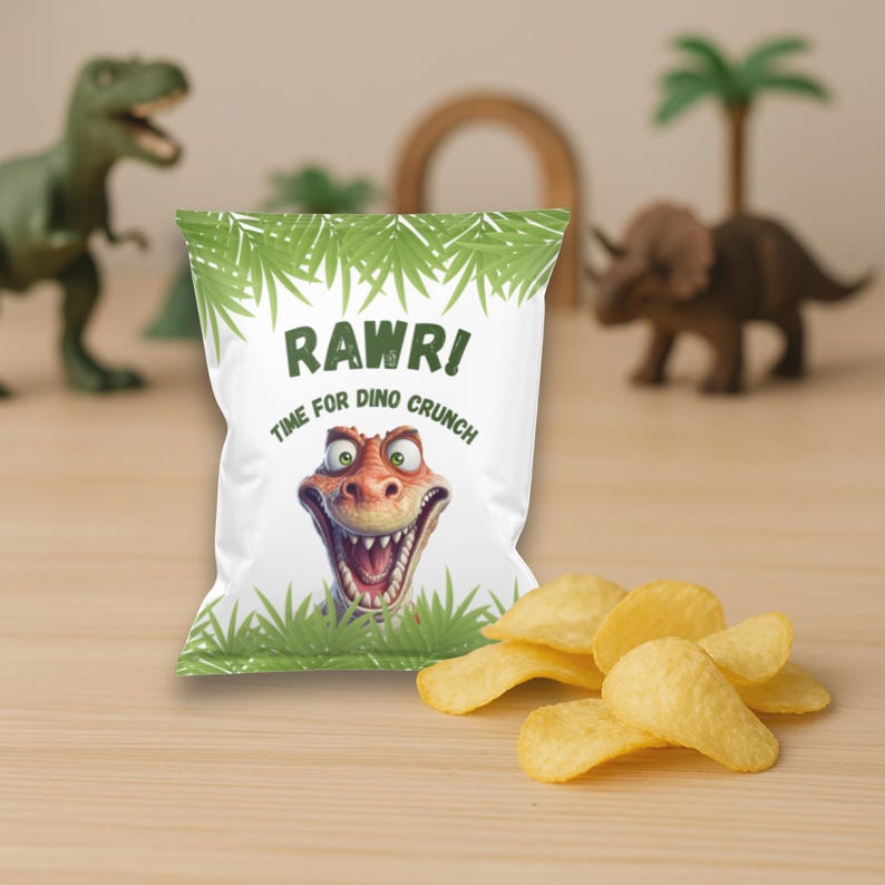 Dino Party Chip Bag Wrappers | Printable Snack Bags | Dinosaur Birthday ...