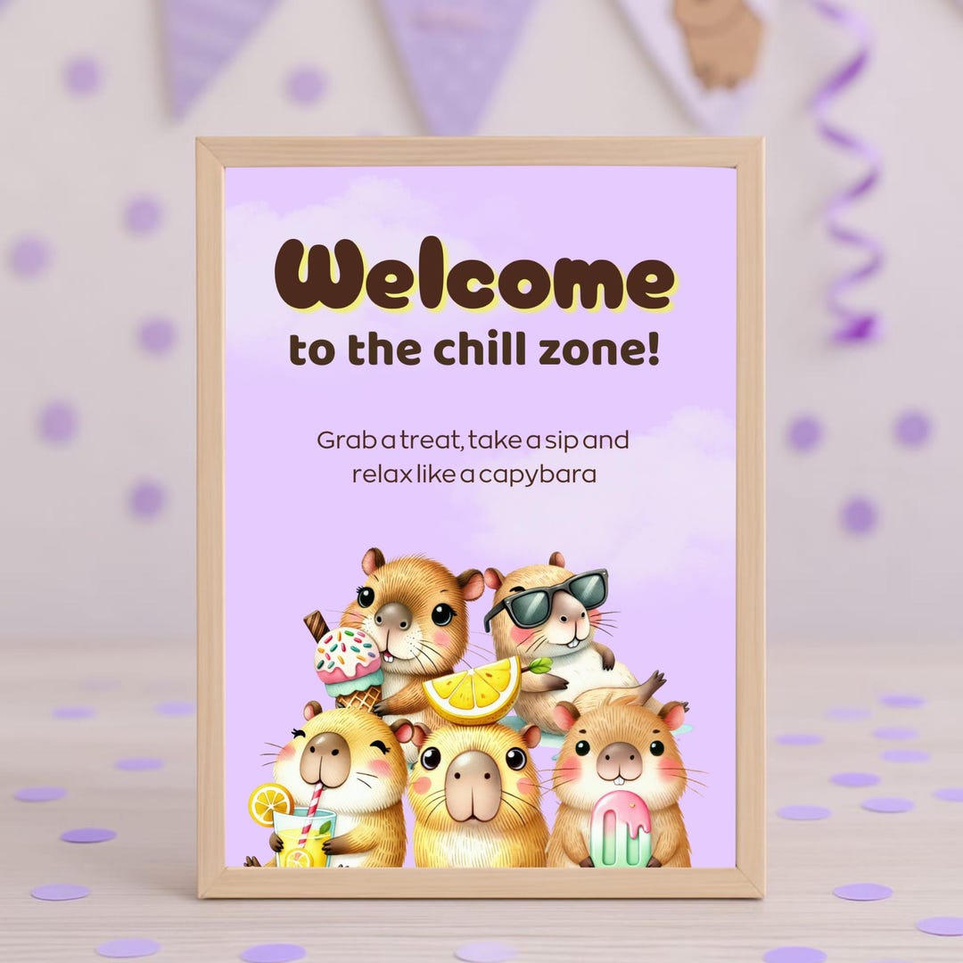 Capybara Welcome Poster Printable | Animal Birthday Welcome Sign - Etsy ...