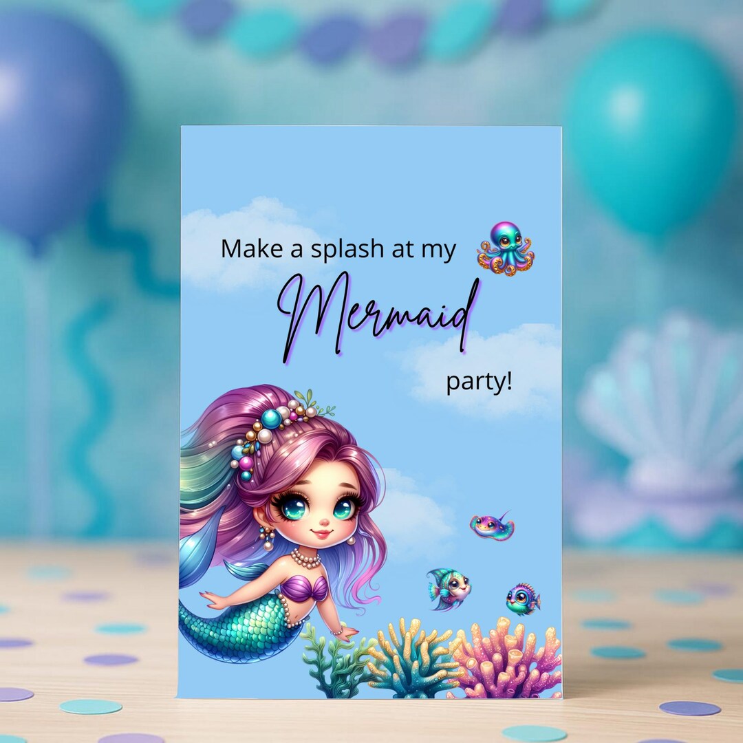 Mermaid Welcome Sign Printable, Mermaid Birthday Party Poster A4 & US ...
