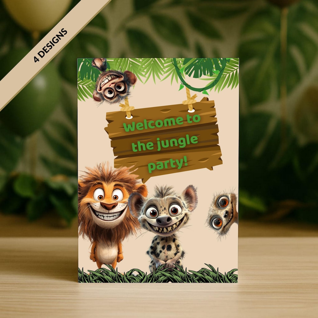 Safari Welcome Sign Printable | Jungle Birthday Poster | 4 Designs | A4 ...