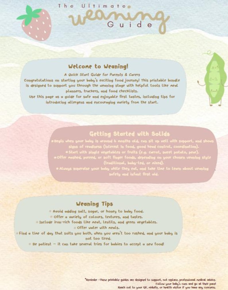 Baby Weaning Guide Printable | Starting Solids | Baby Feeding Schedule ...