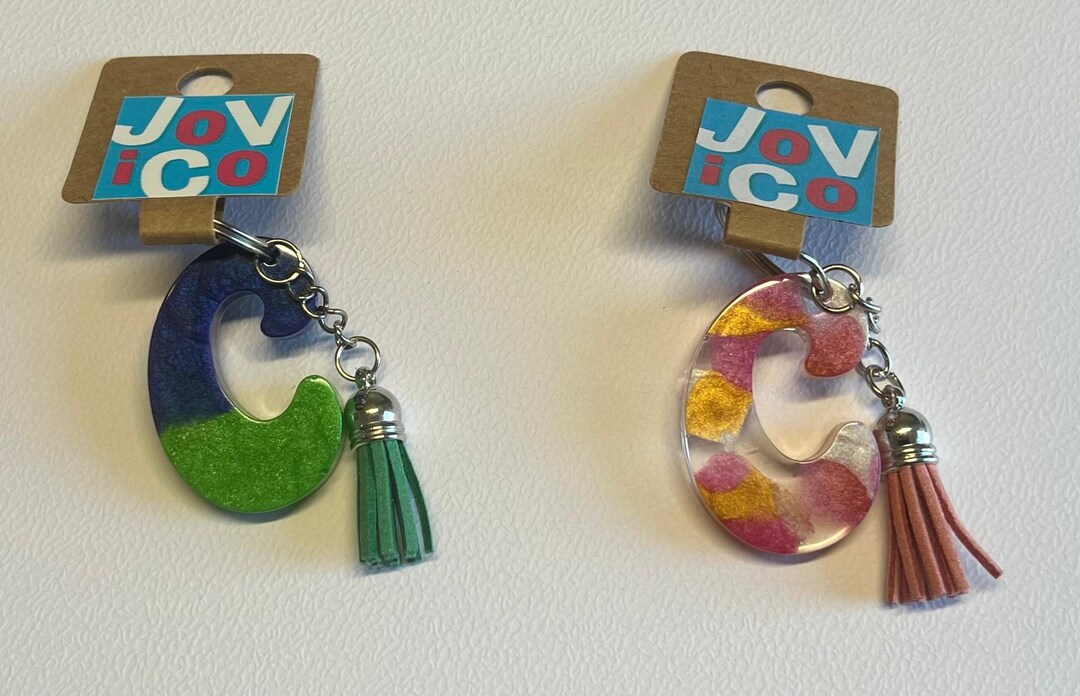 Handmade Resin Letter C Keychain With Tassel: Personalized Initial Bag ...