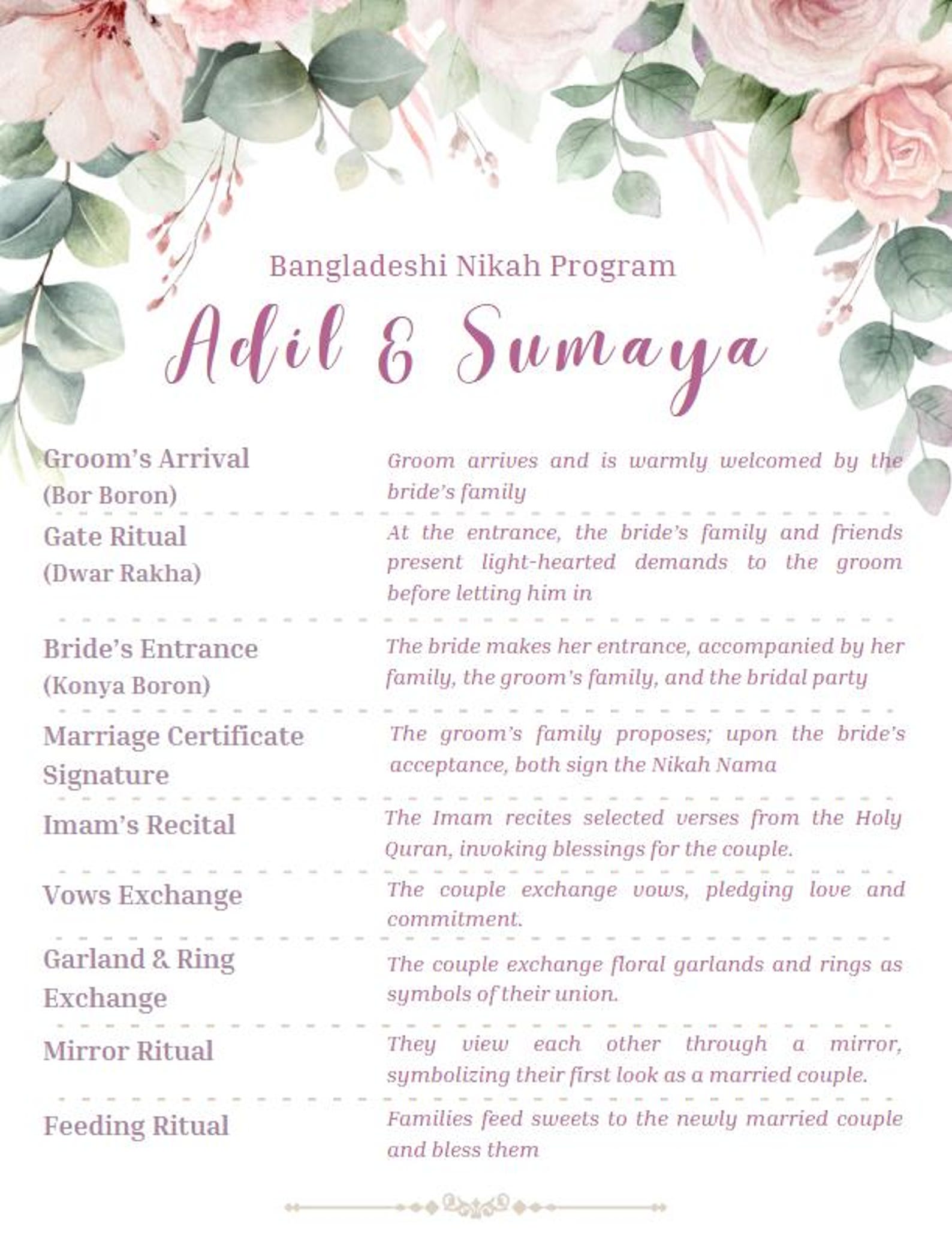 Muslim Wedding Ceremony Guide – Canva Template for Nikah Program - Etsy