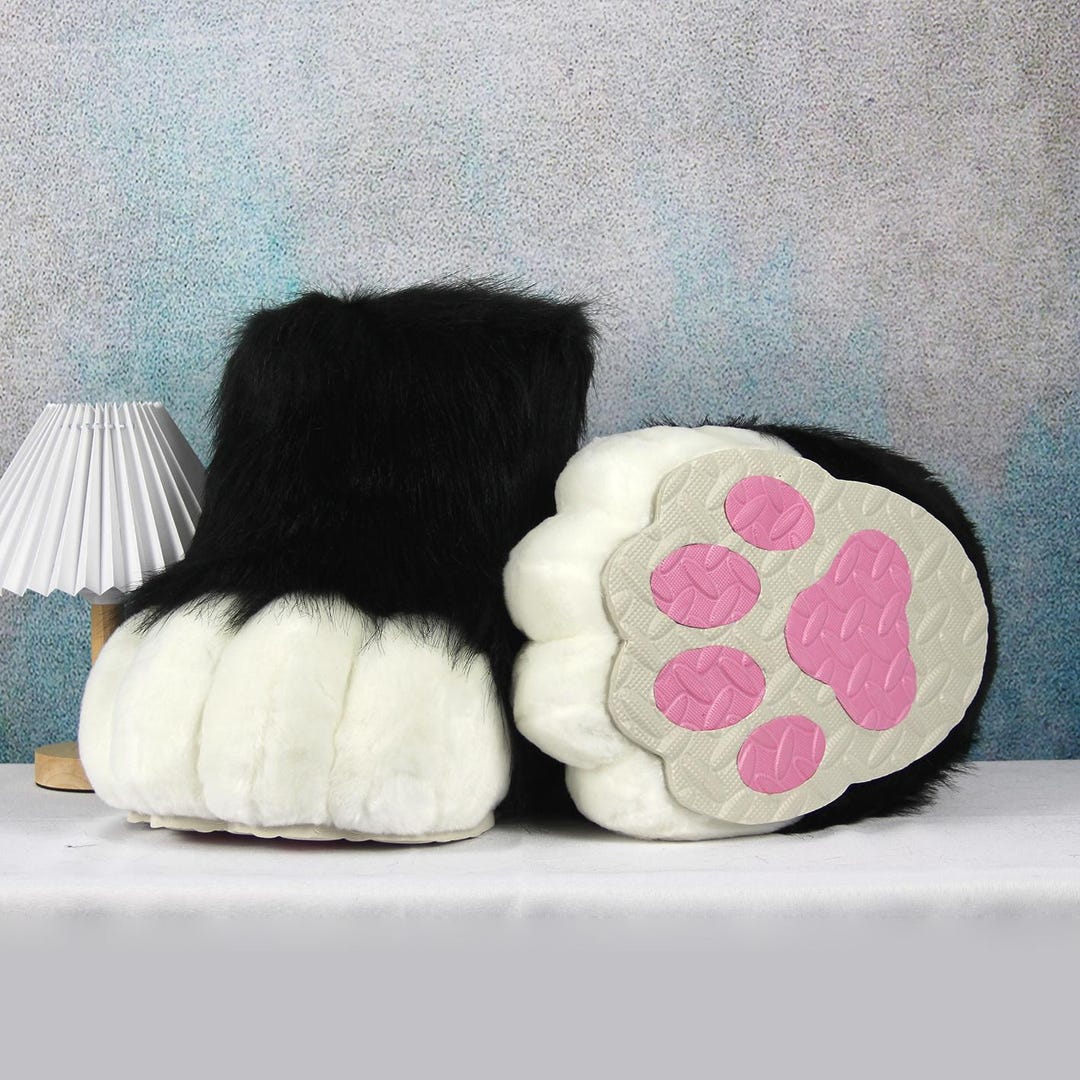 Black Fursuit Feet Paws,two Styles,extended Animal Hair,furry Costume ...