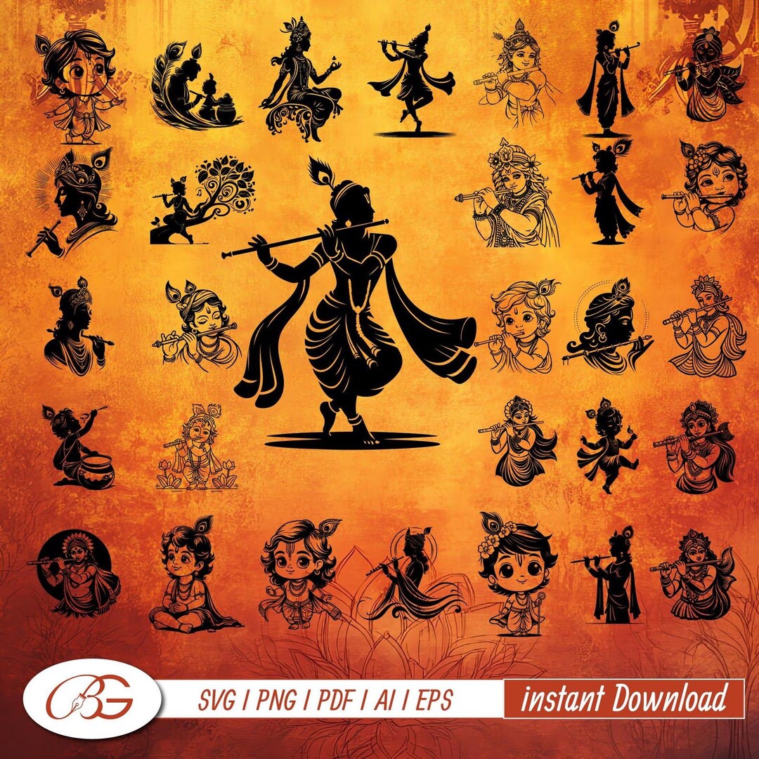 Lord Krishna SVG Bundle, Hindu God Clipart (digital Download) - Etsy