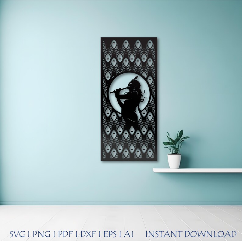 Lord Krishna Wall Decor SVG DXF | Hindu God Laser Cut Design (digital ...