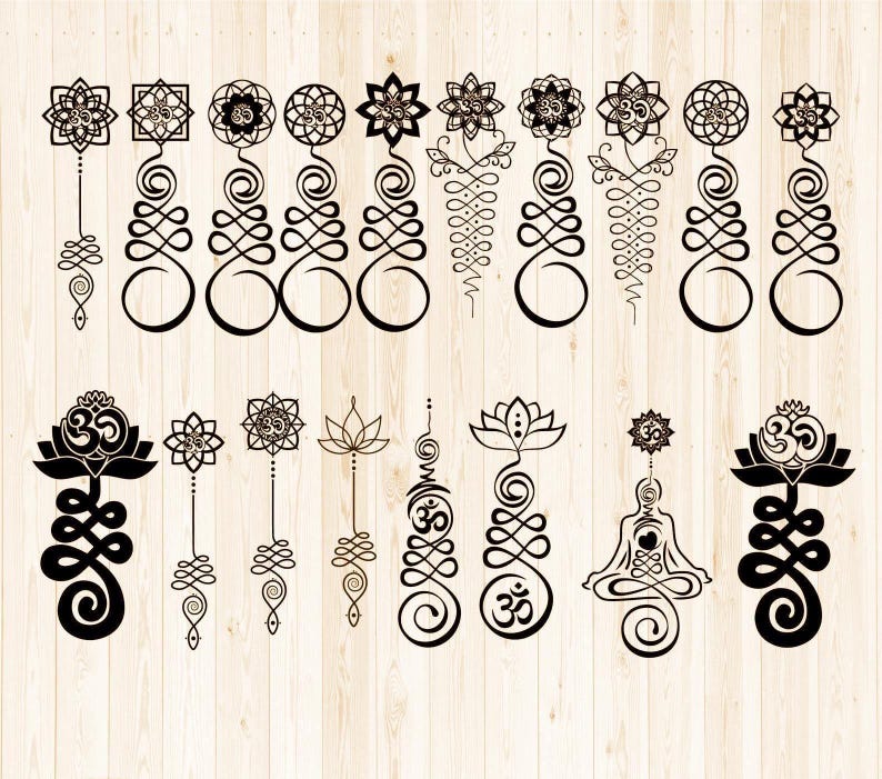 Unalome SVG Bundle, Buddhist Lotus, Yoga Meditation (digital Cut Files ...