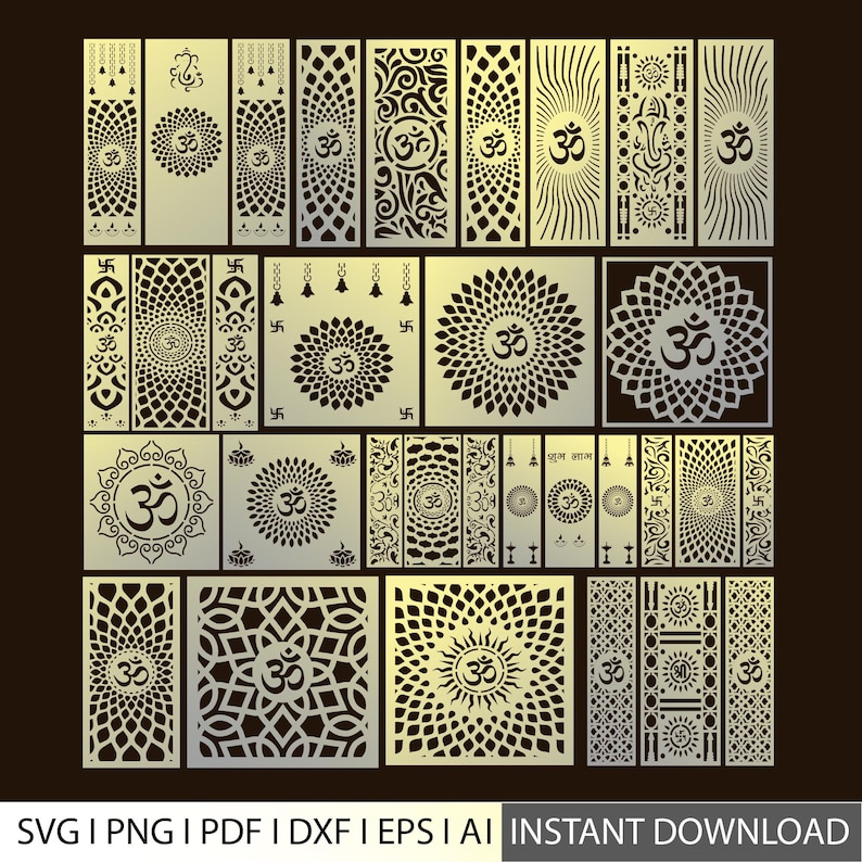 Aum Symbol Temple Panel SVG Bundle, CNC Laser Cut Files (digital ...