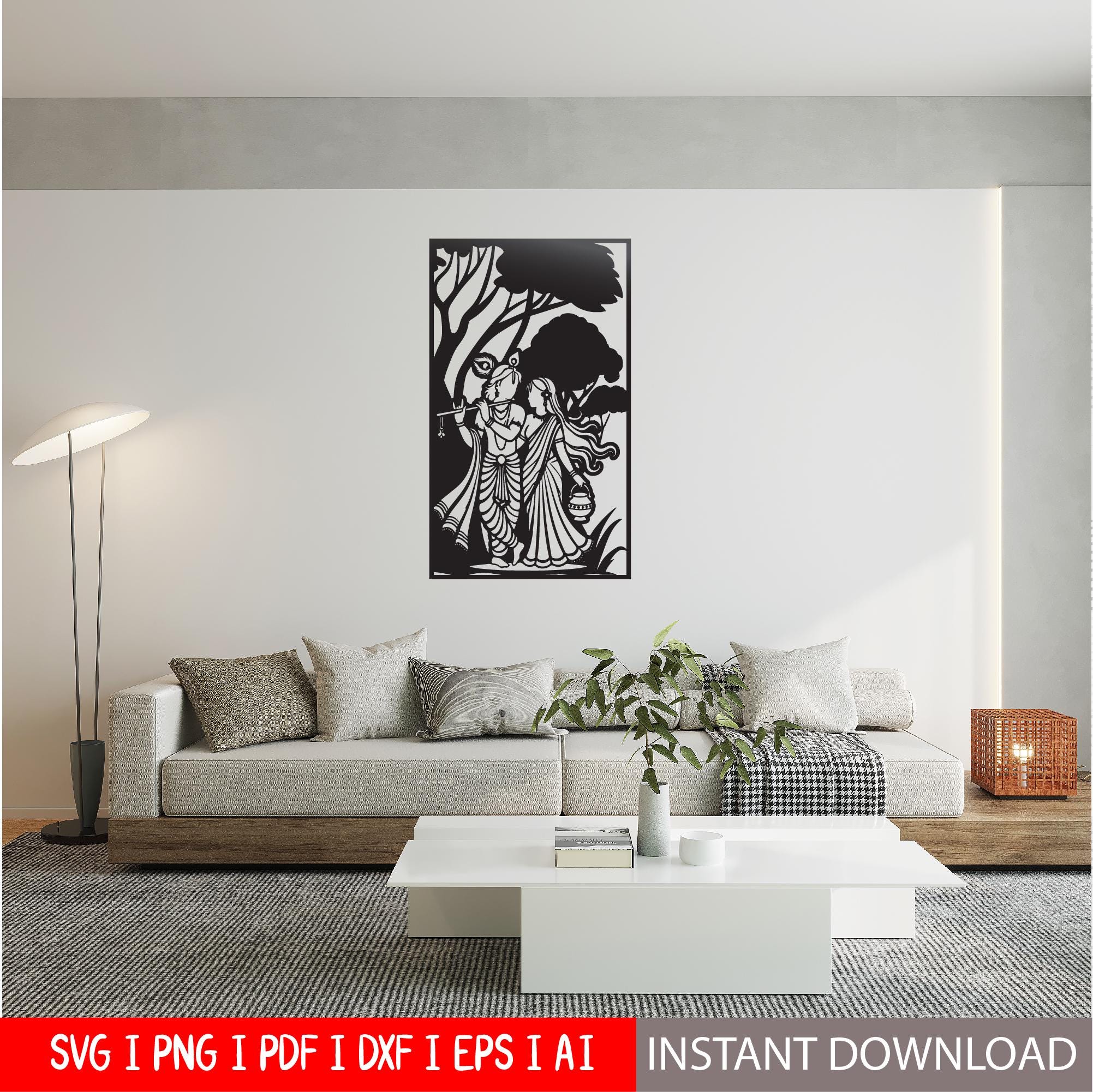 Lord Krishna SVG DXF Laser Cut Files, Indian God Wall Art (digital ...