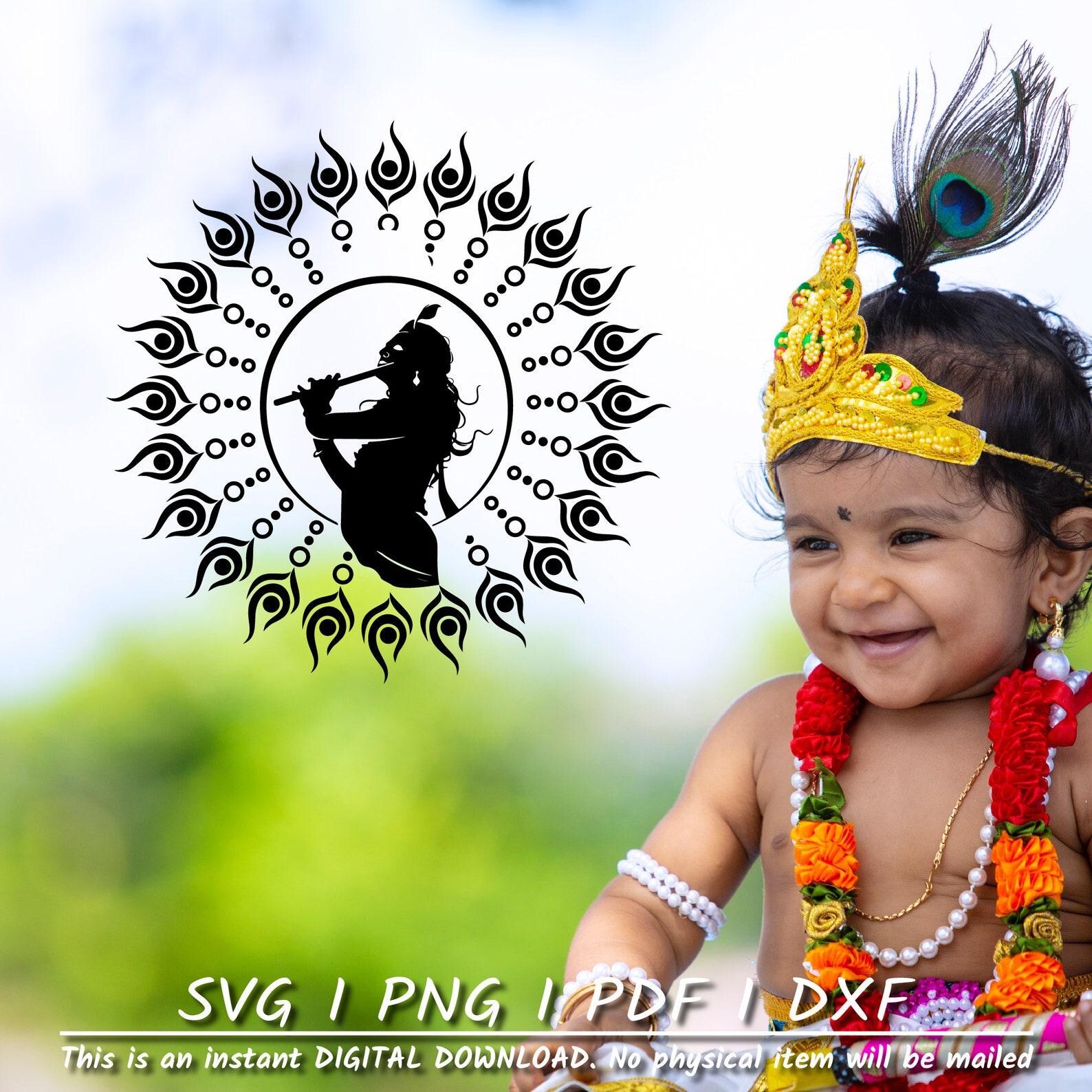 Lord Krishna SVG, Stickers, Laser Cut, Cricut, Silhouette, Indian God T ...
