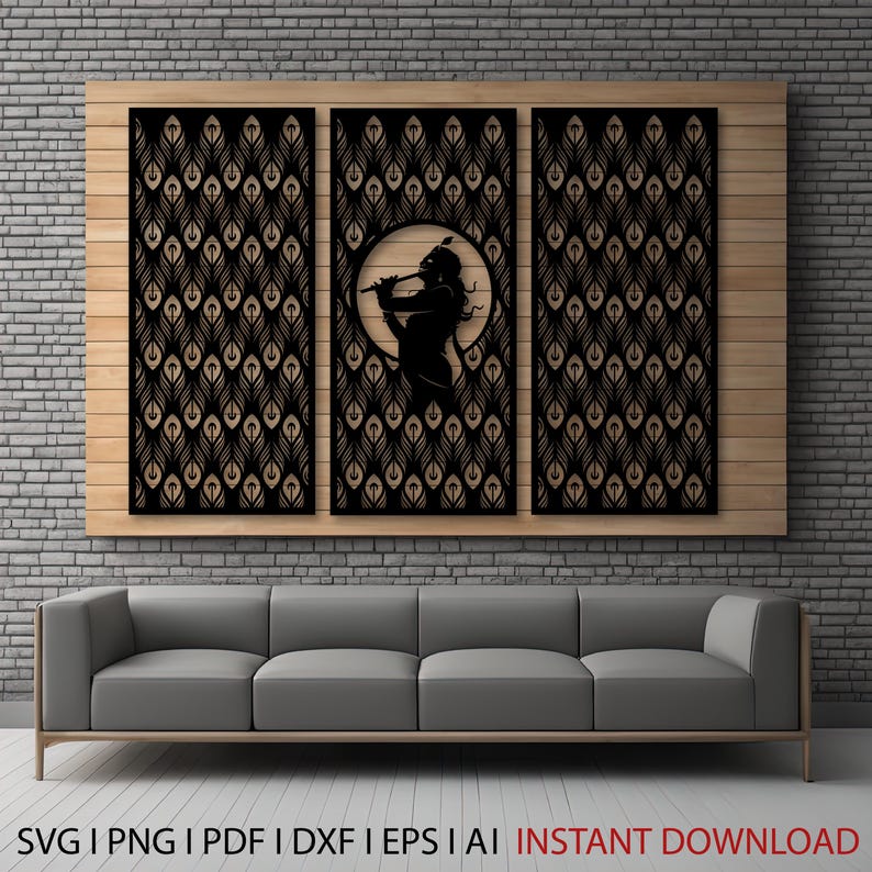 Lord Krishna Wall Decor SVG DXF | Hindu God Laser Cut Design (digital ...