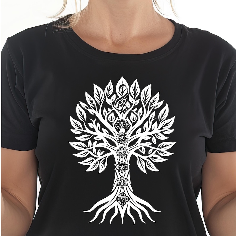 7 Chakras Tree SVG Namaste Clipart, Yoga SVG, Chakra Symbols SVG ...