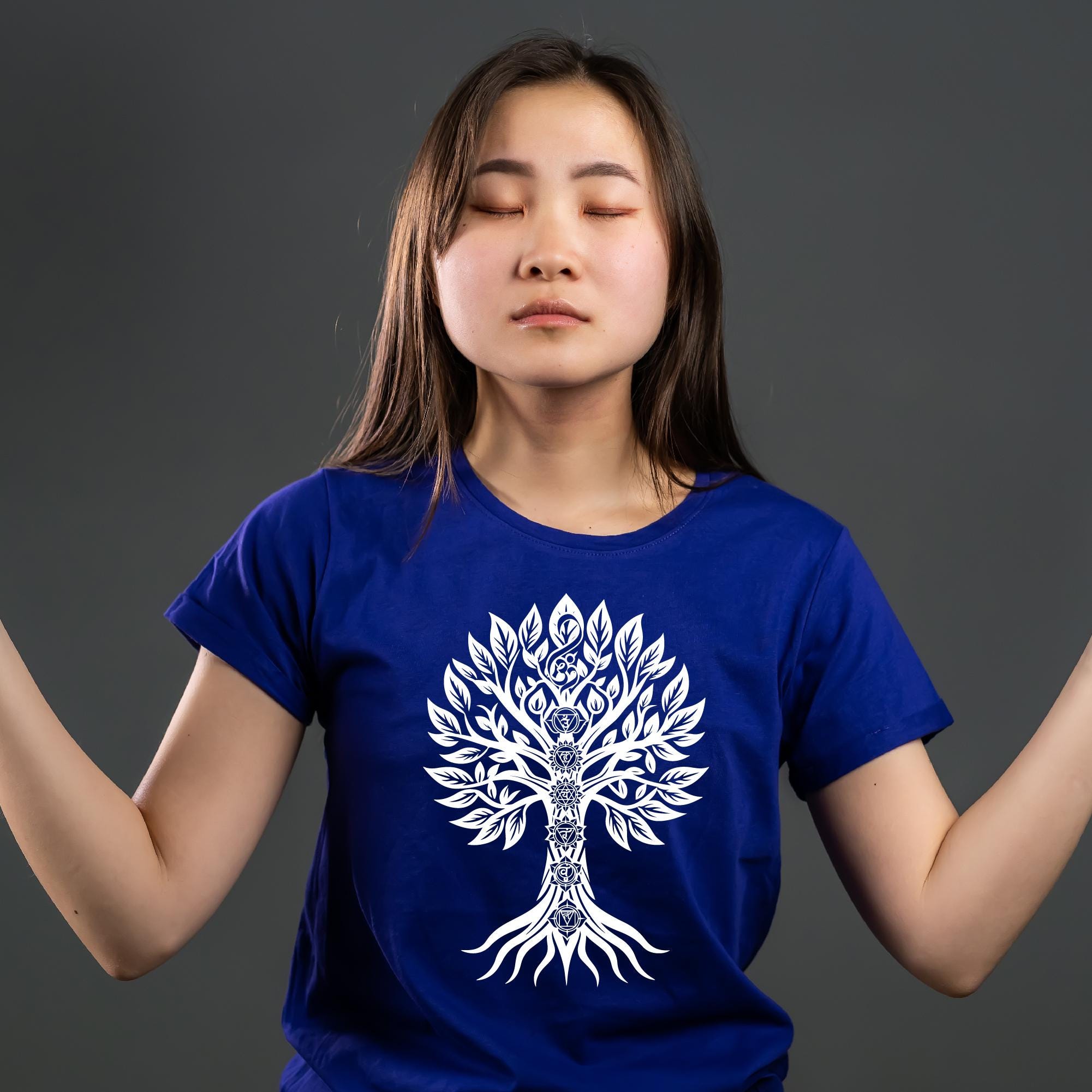 7 Chakras Tree SVG Namaste Clipart, Yoga SVG, Chakra Symbols SVG ...