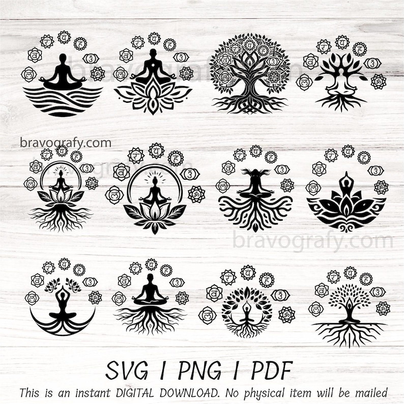 7 Chakras Tree Root SVG Bundle, Yoga Clipart (digital Download) - Etsy