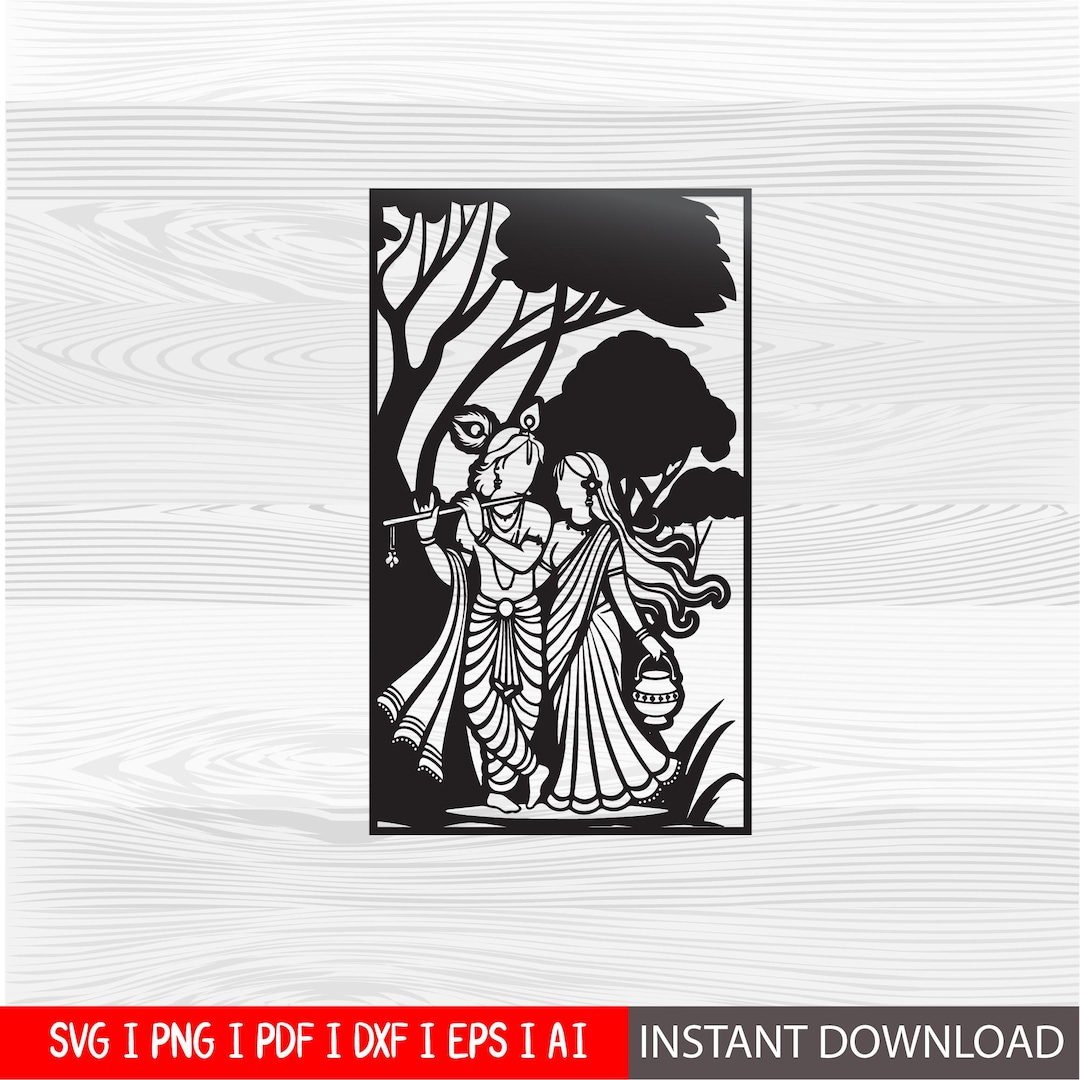 Lord Krishna SVG DXF Laser Cut Files, Indian God Wall Art (digital ...