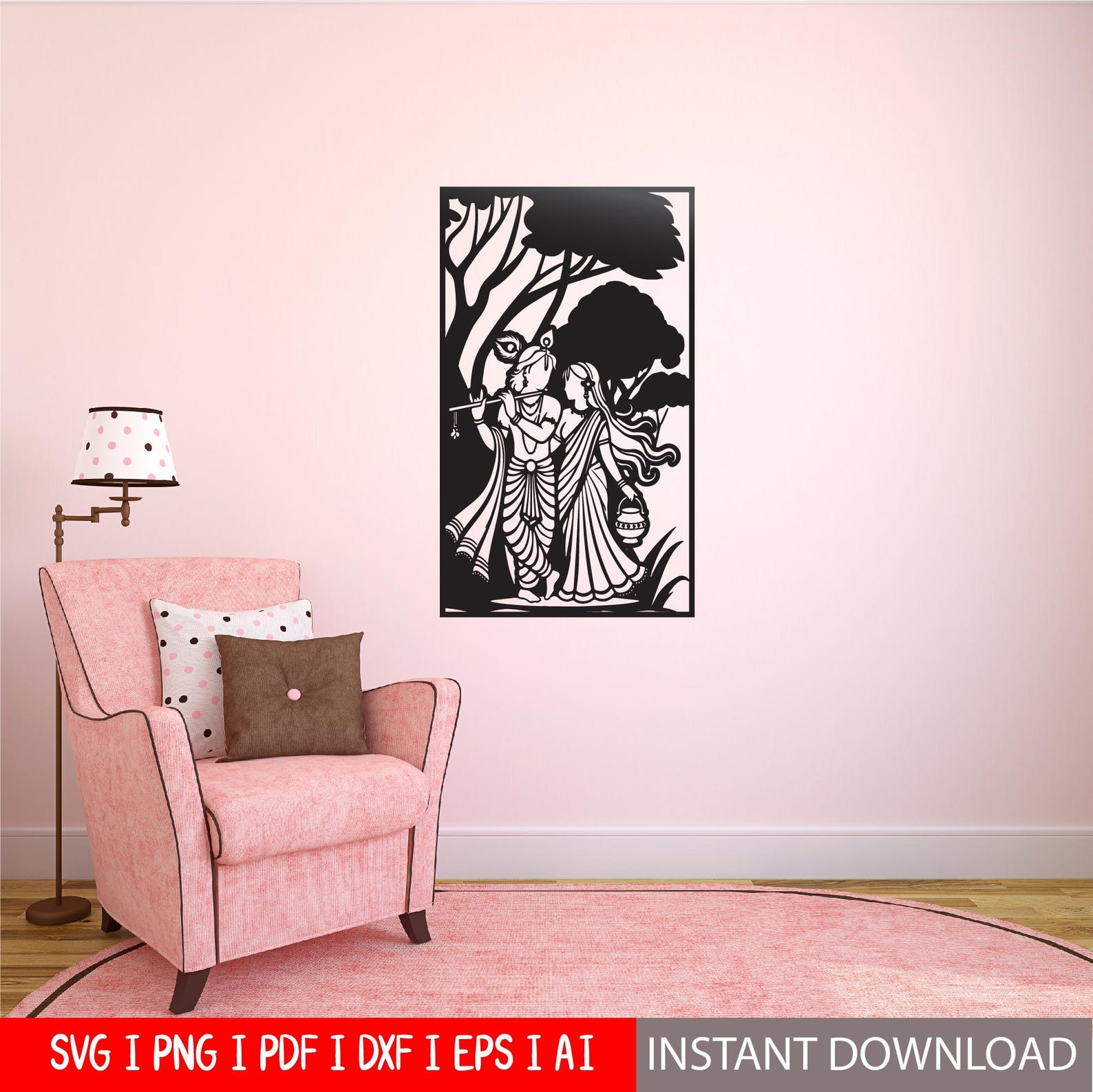 Lord Krishna SVG DXF Laser Cut Files, Indian God Wall Art (digital ...