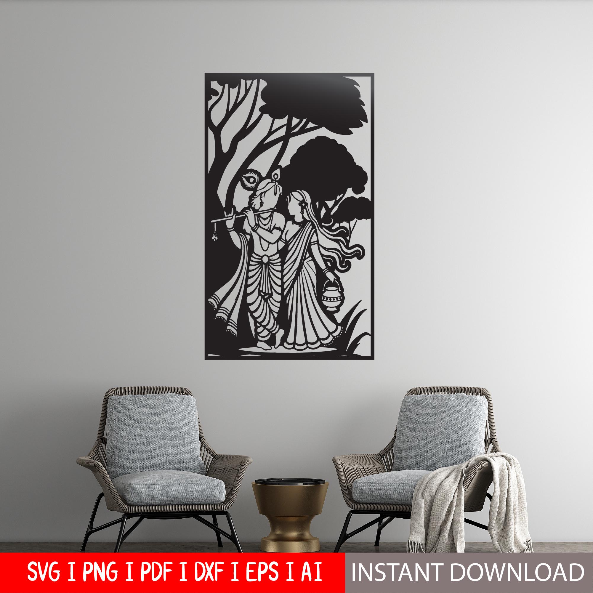 Lord Krishna SVG DXF Laser Cut Files, Indian God Wall Art (digital ...