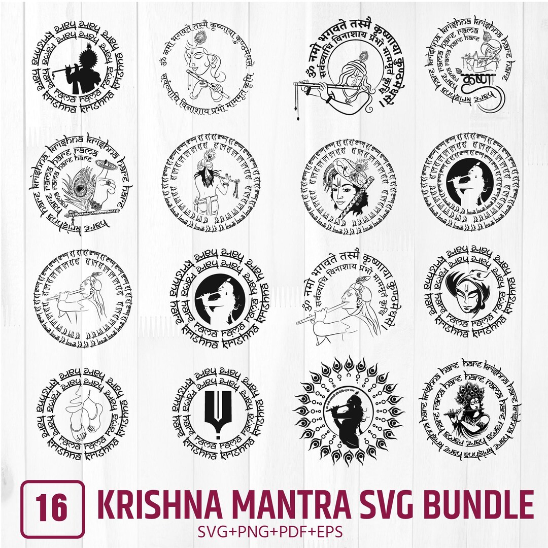 Krishna SVG Bundle, Hindu God Clipart, Indian Theme Vector Illustration ...