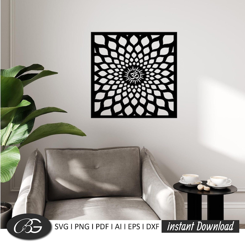 Aum Symbol SVG DXF Bundle, CNC Meditation Wall Art (digital Download ...