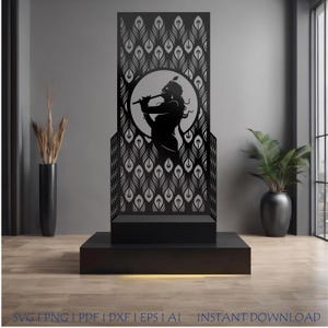 Lord Krishna Wall Decor SVG and DXF | Hindu God Temple Frame | Laser ...