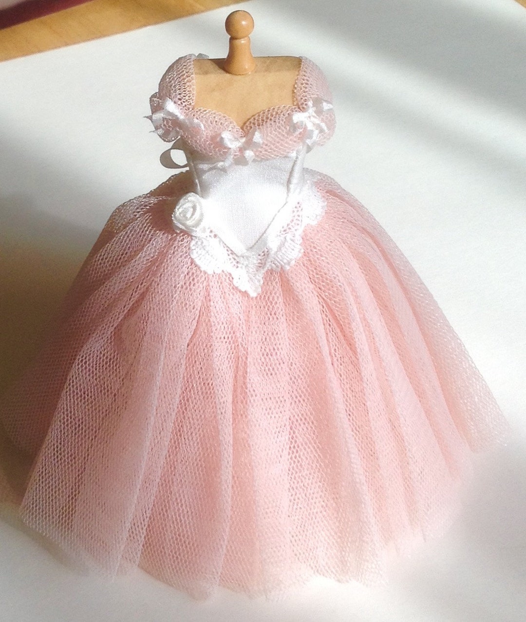 Pink Net Ball Gown on Mannequin 1/12th Scale Dollhouse Miniature ...