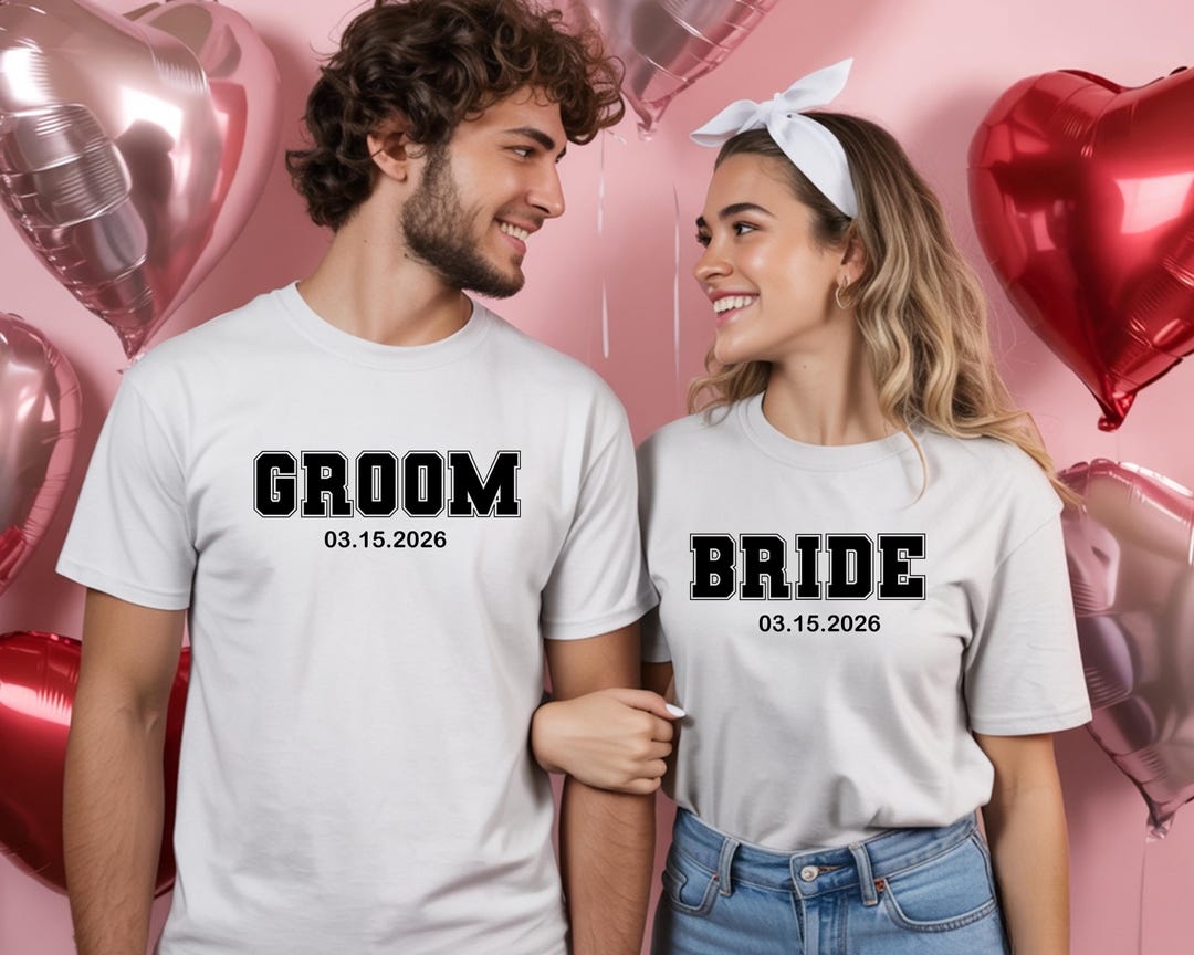 Bride Groom Matching Shirts With Date, Personalized Wedding Shirts ...