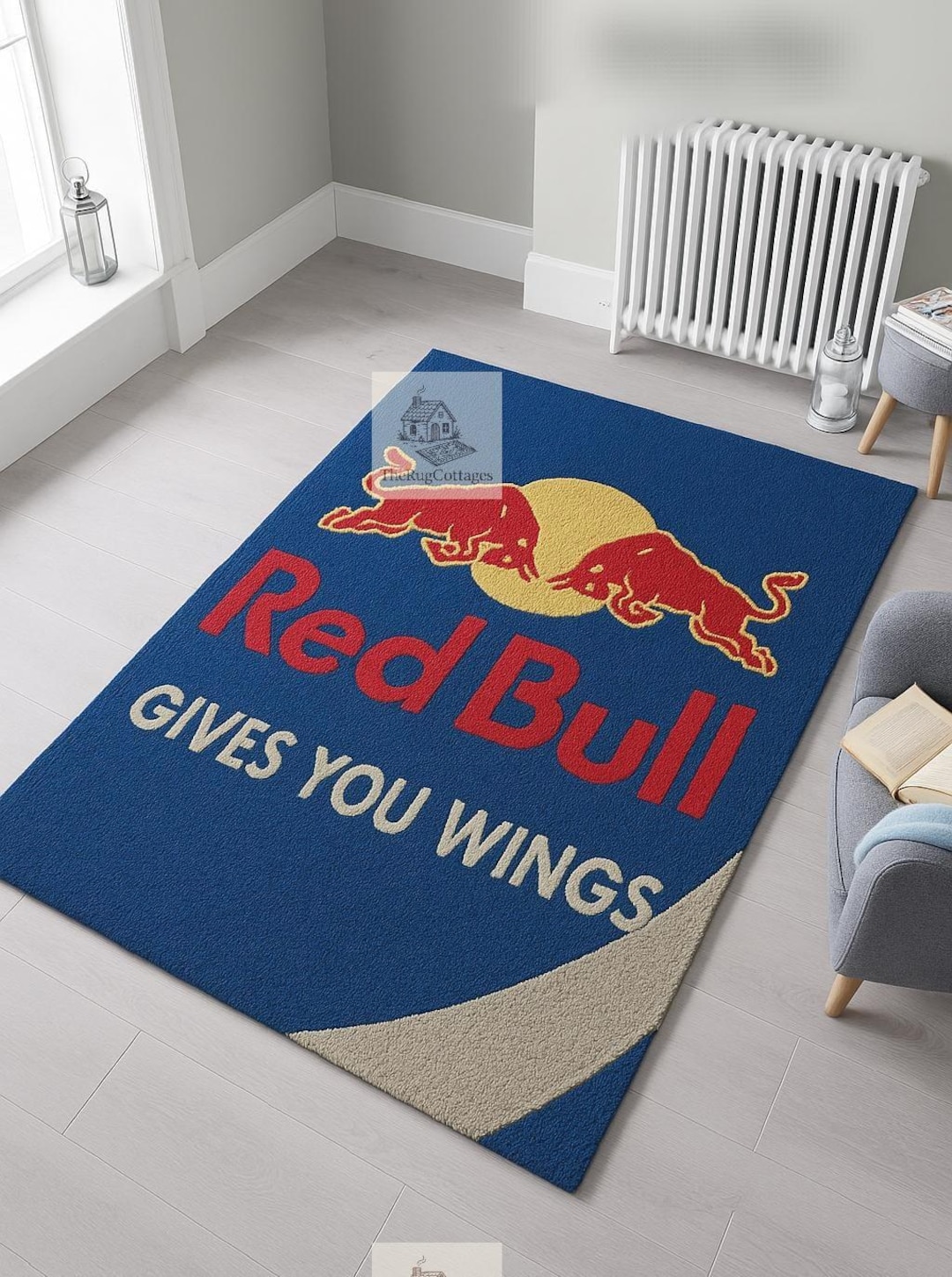 Red Bull Logo Rug | Custom Gamer Room Carpet | Energy Drink Man Cave ...