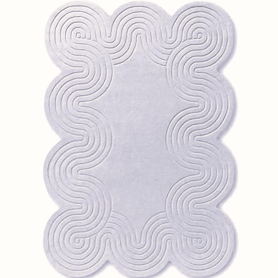 Modern Beige Wavy Edge Rug – Sculpted Geometric Pattern Carpet for ...