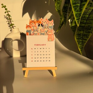 2026 Cat Calendar With Wooden Stand – Minimal Home & Office Decor - Etsy