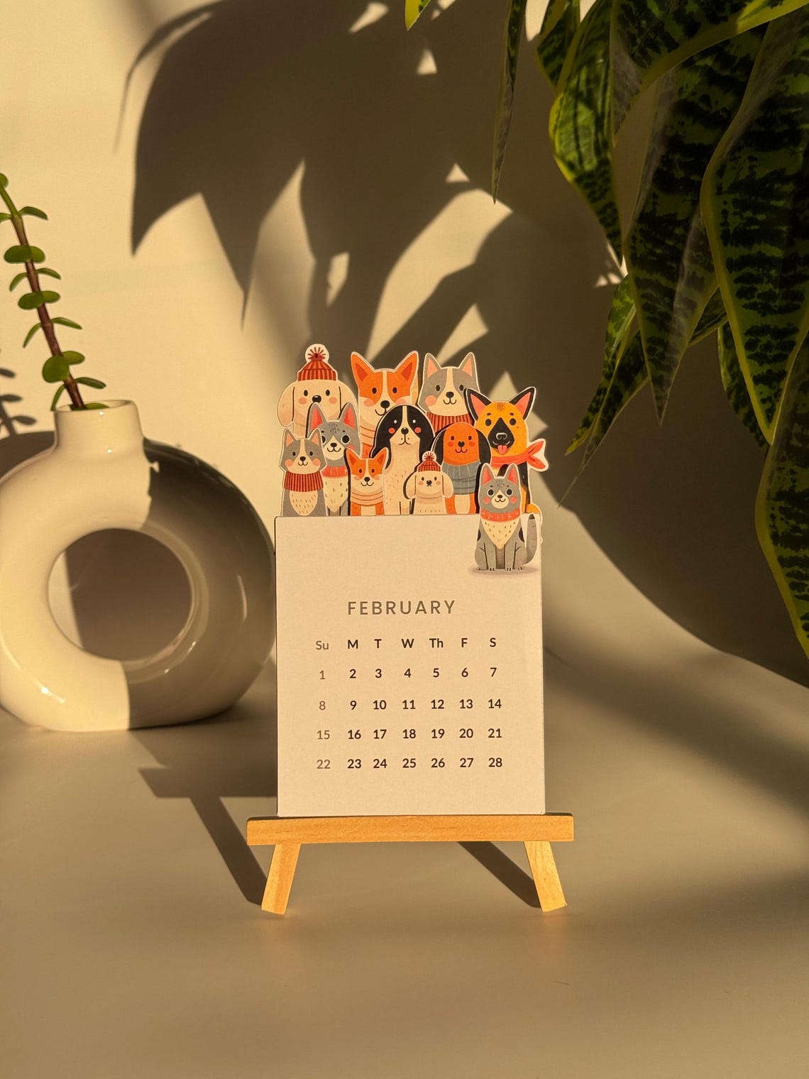 2026 Dog Calendar With Wooden Stand – Minimal Home & Office Decor - Etsy
