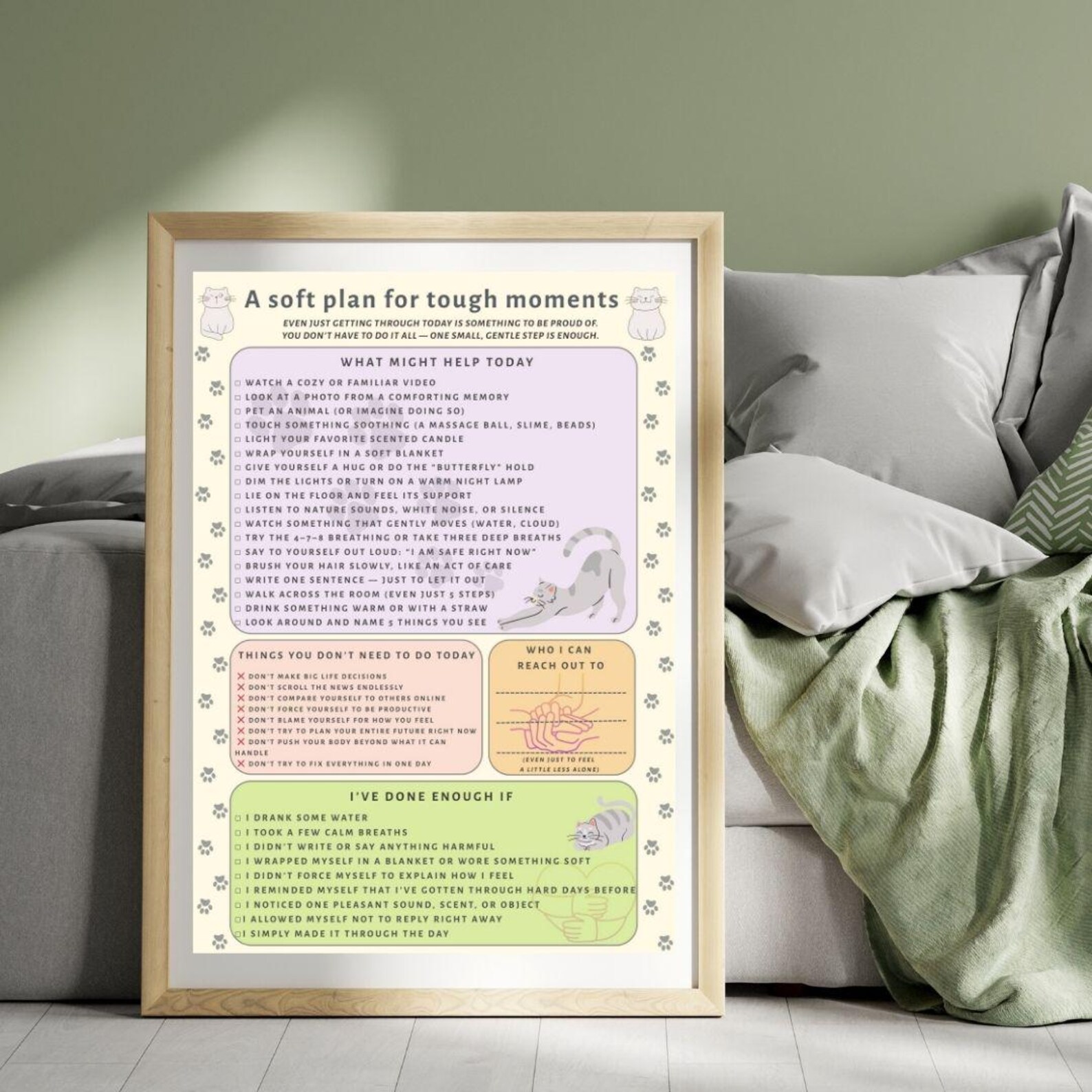 Printable Self-soothing Checklist • Emotional Support PDF • Gentle ...