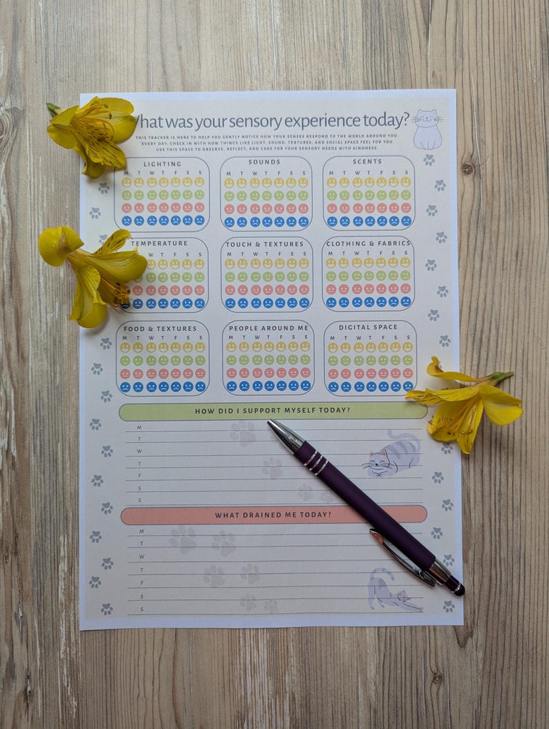 Sensory Experience Tracker – Printable Daily Sensory Log for ...