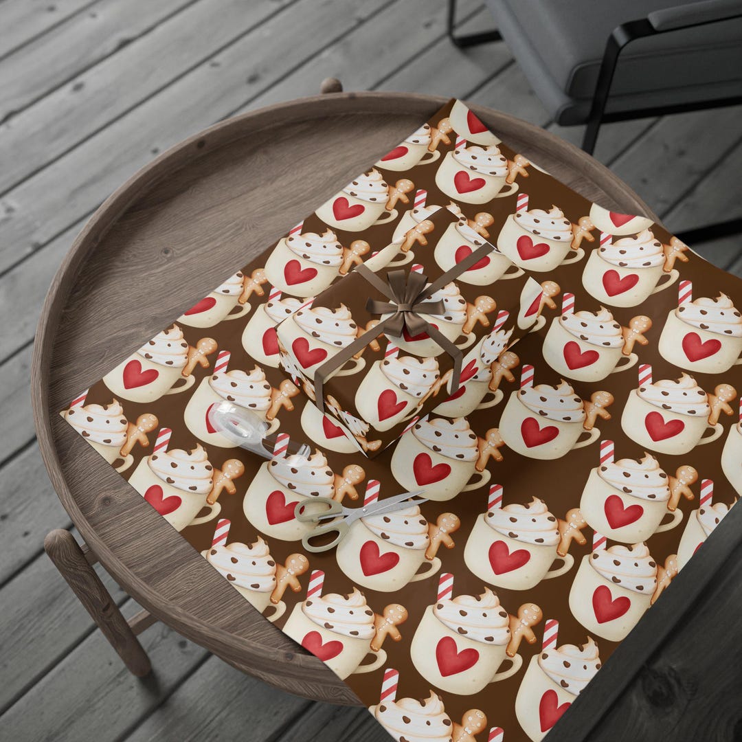 Cocoa Christmas Wrapping Paper, Gingerbread Motif, Festive Gift Wrap - Etsy