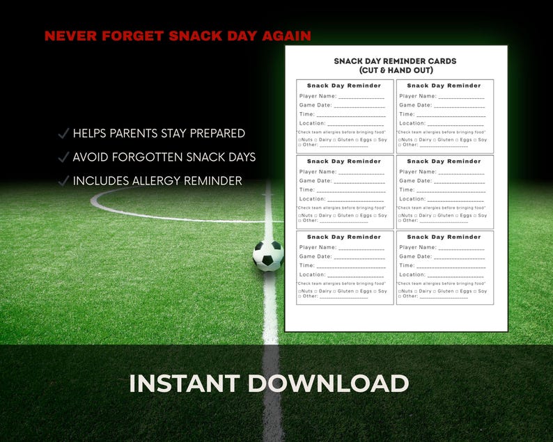 Team Snack Sign up Sheet Printable, Sports Team Snack Schedule, Game ...
