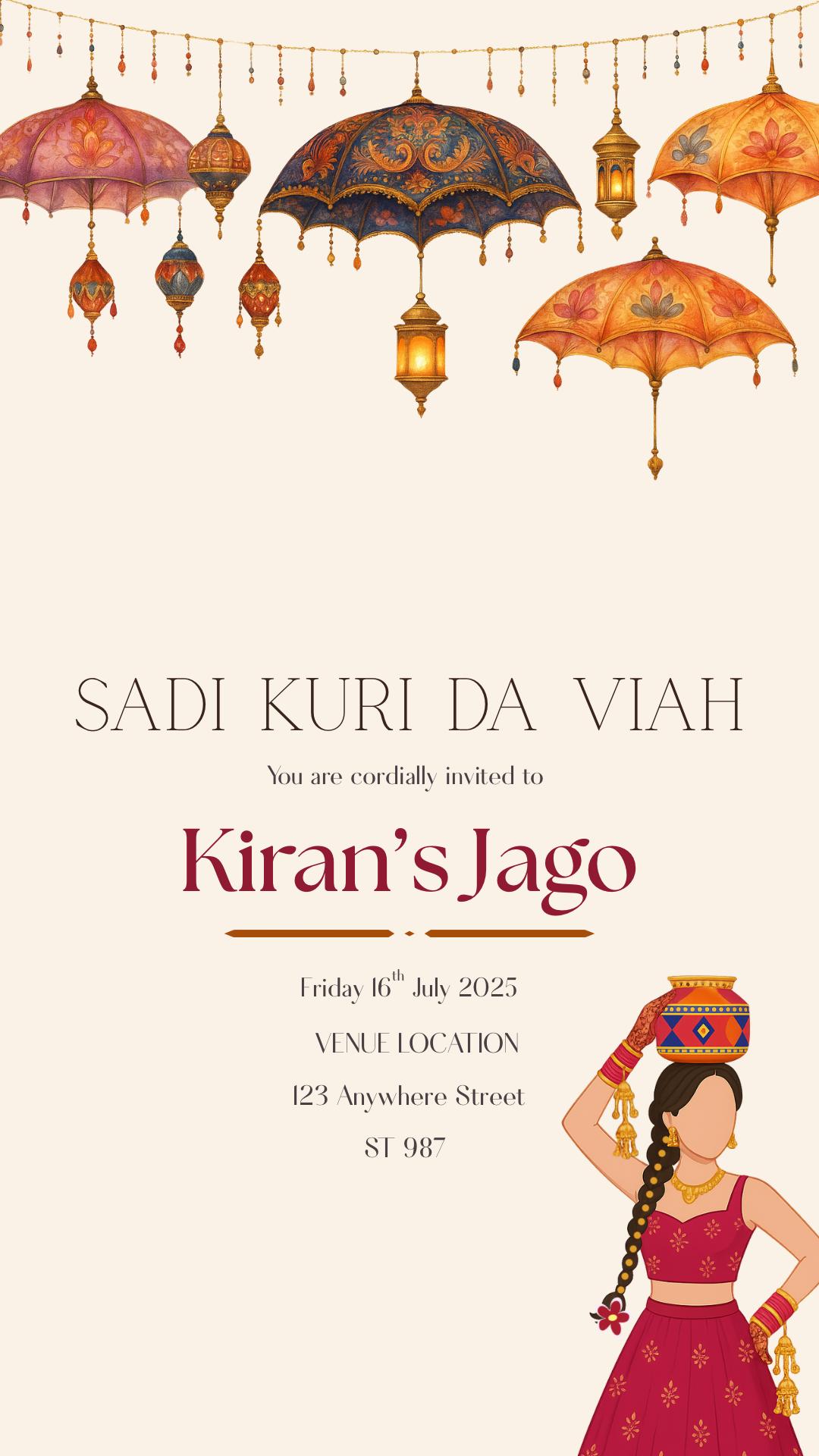 Jago Night Invitation | Punjabi Wedding Digital Invite | Editable Desi ...