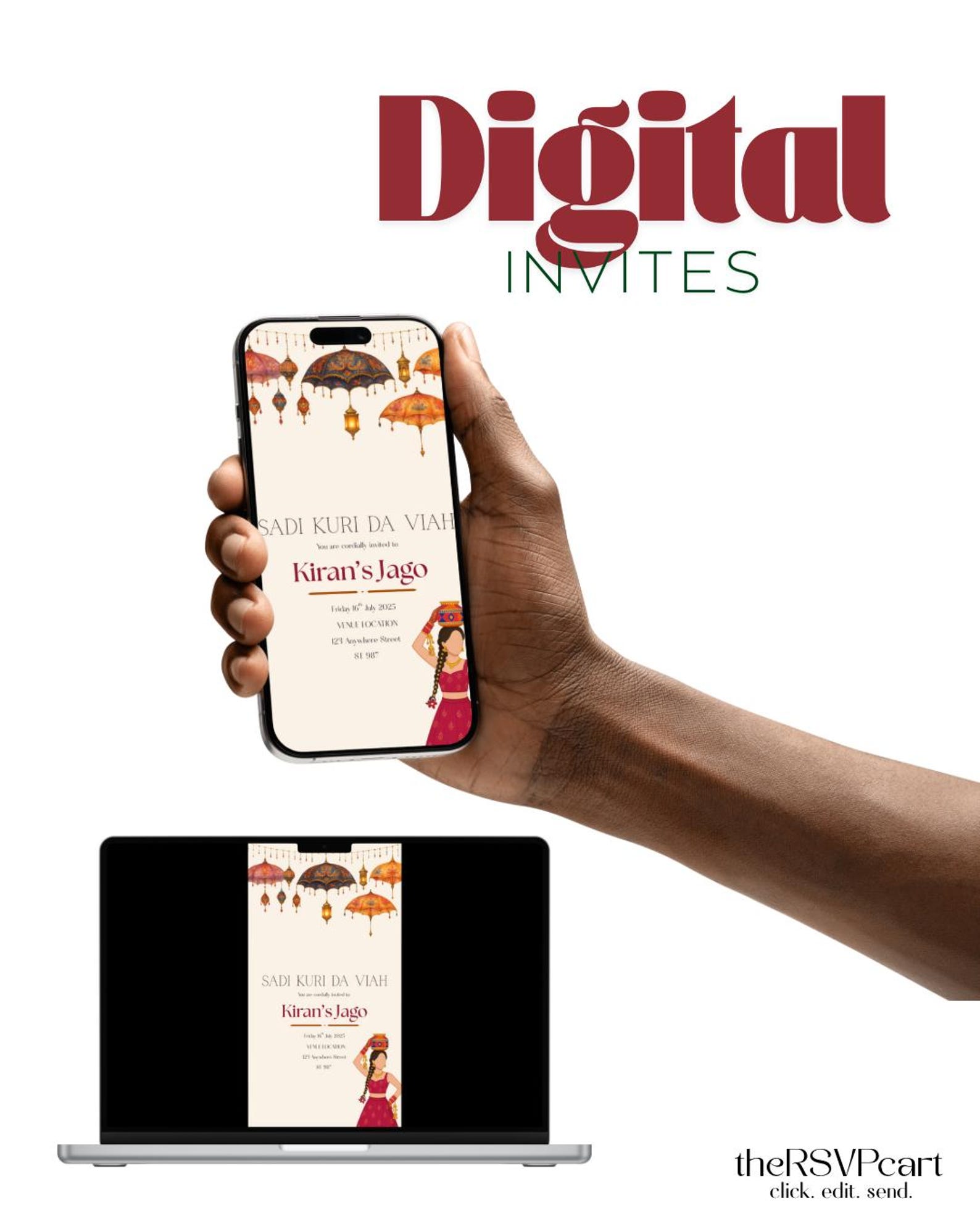 Jago Night Invitation | Punjabi Wedding Digital Invite | Editable Desi ...