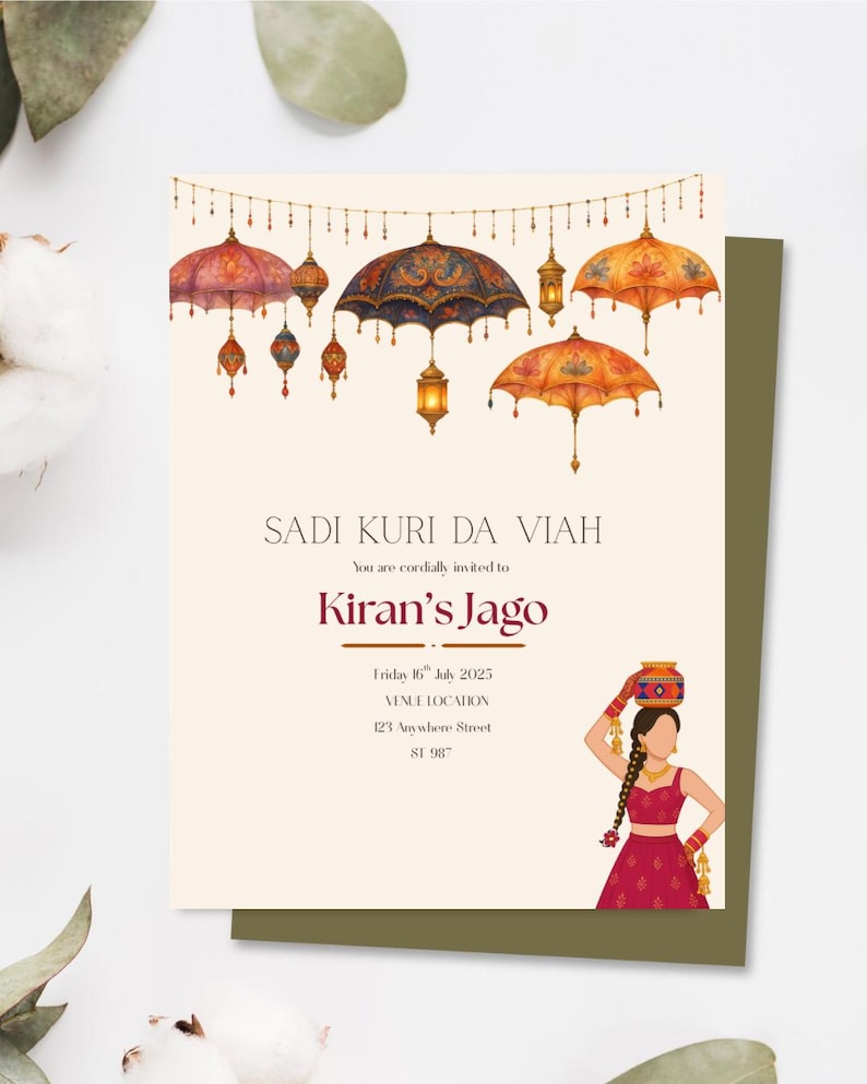 Jago Night Invitation | Punjabi Wedding Digital Invite | Editable Desi ...
